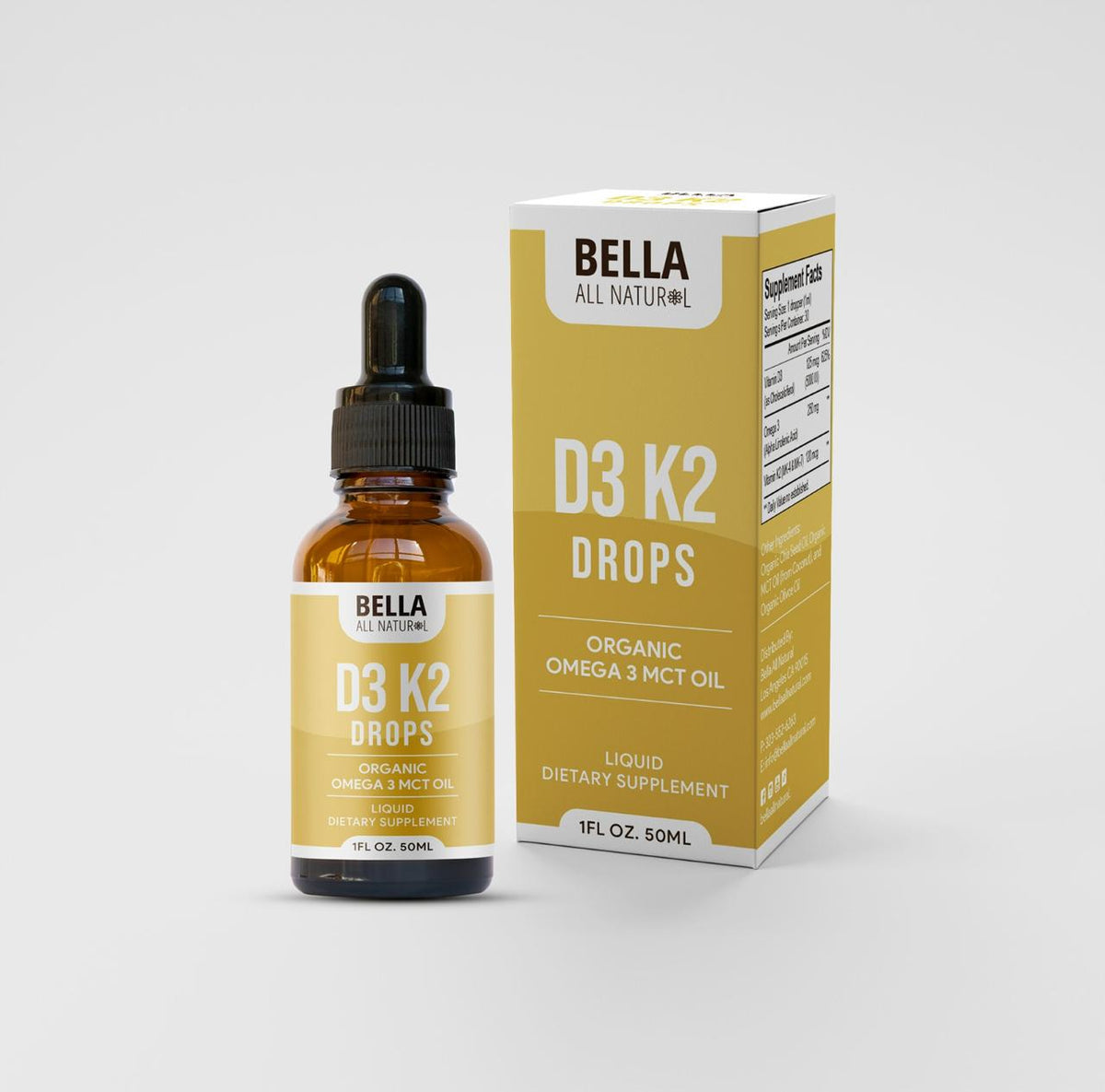 D3 K2 Drops Organic Omega 3 MCT Oil – Bella All Natural